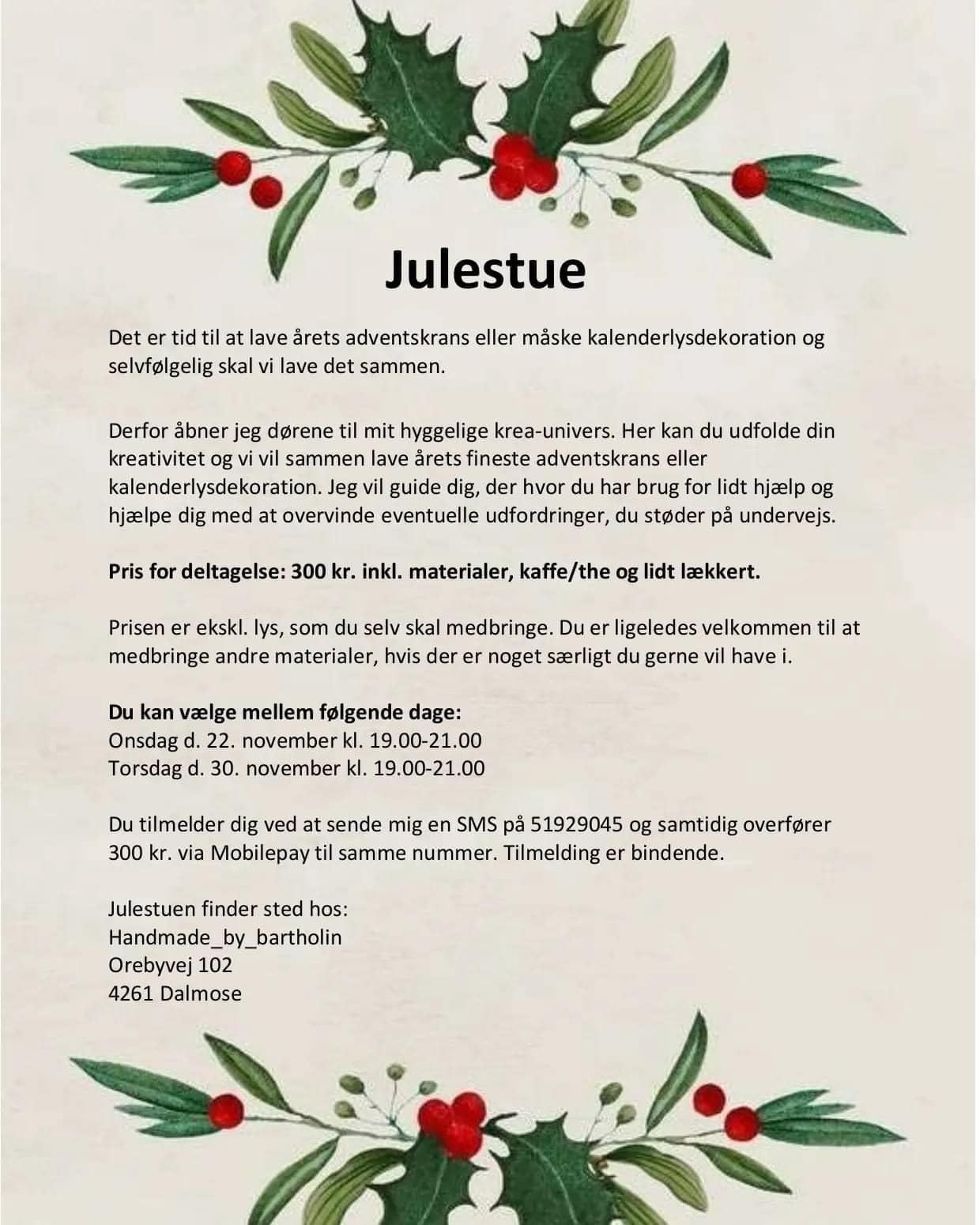 Julestue 22 og 30 november 2023 - Dalmose By's hjemmeside